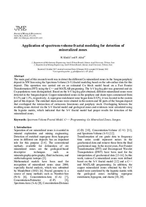 Pdf Application Of Spectrum Volume Fractal Modeling For Detection Of