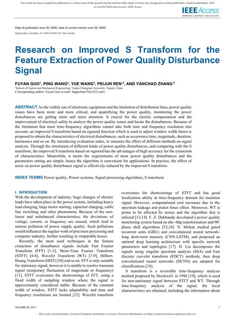 Pdf Research On Improved S Transform For The Feature Extraction Of