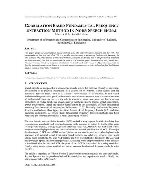 Correlation Based Fundamental Frequency Extraction Method In Noisy Speech Signal Pdf