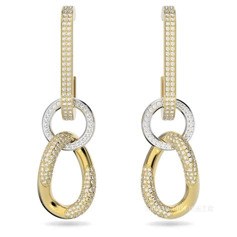 【swarovski施华洛世奇】dextera 水滴形耳环 白色 镀金色调 5613385 搜品之家