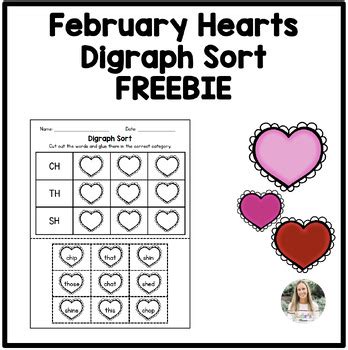 February Hearts Digraph Sort FREEBIE By Miss Kate S Class TPT