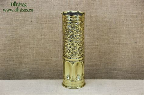 Trench Art Brass Shell Casing Engraved Flowers Size No5
