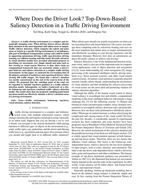 Pdf Where Does The Driver Look Top Down Based Saliency Detection In