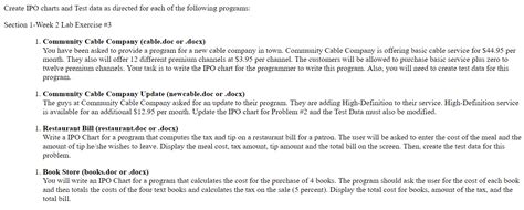 Solved Create The Ipo Chart For The Following On A Worddo
