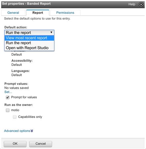 Update The Default Action For Multiple Cognos Reports Motio Inc