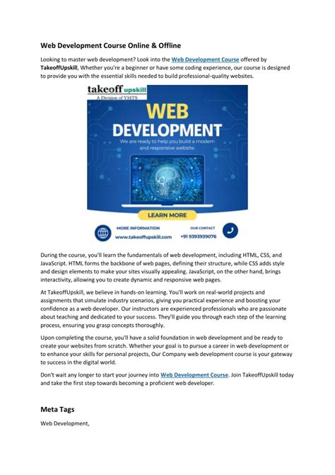 Ppt Web Development Course Online And Offline Powerpoint Presentation