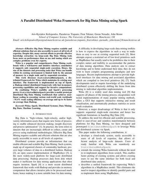 Pdf A Parallel Distributed Weka Framework For Big Data Mining Using