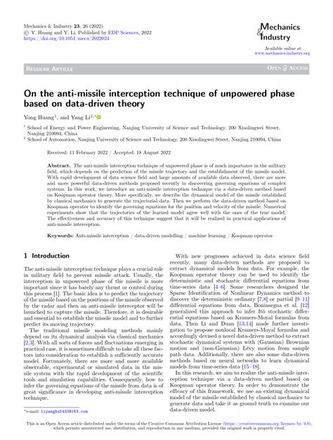 pdf on the anti missile interception technique of unpowered phase based on data driven theory