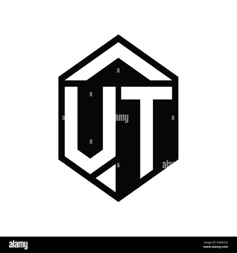 Vt Letter Logo Monogram Simple Hexagon Shield Shape Isolated Style
