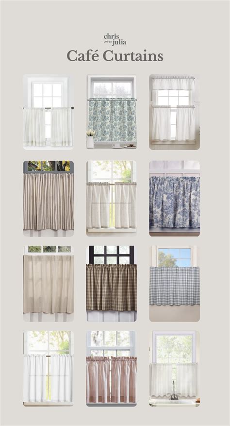 Different Types Of Curtains And Valances In Various Styles Sizes And Colors With The Words Cafe