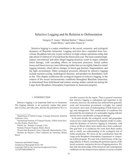 Pdf Selective Logging And Its Relation To Deforestation