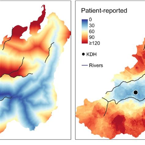 Map Comparison Of Gis Estimated And Patient Reported Travel Times Time Download Scientific