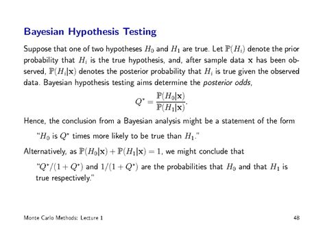 Bayes Notes 1 48 56 Bayesian Hypothesis Testing Suppose That One Of