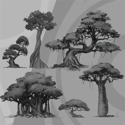 Room Studio Trees Concepts Prew Fantasy Tree Environment Sketch Tree Sketches