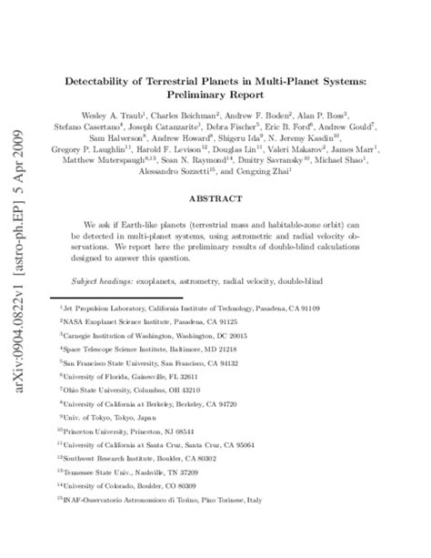 Pdf Detectability Of Earth Like Planets In Multi Planet Systems