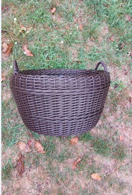 Велика плетена корзина кашпо дровник з міцними ручками зі штучного ротанга 45 л купити