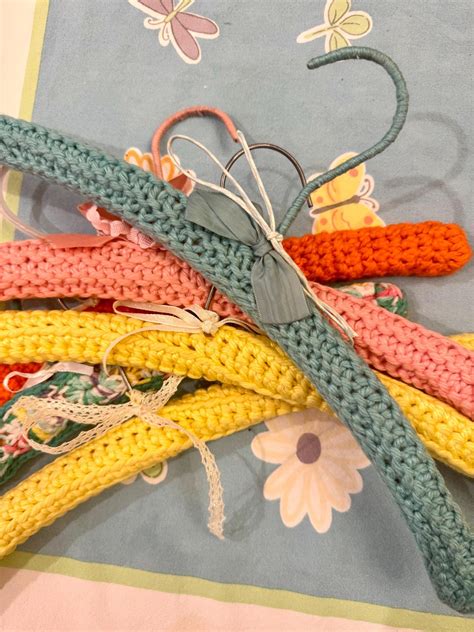 Vintage Crochet Hangers Grandmas Hangers Hand Made Fabric Hangers