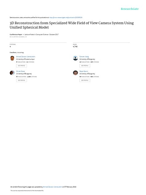 3d Reconstruction Using Unified Spherical Model Pdf Matrix Mathematics Mathematical Concepts