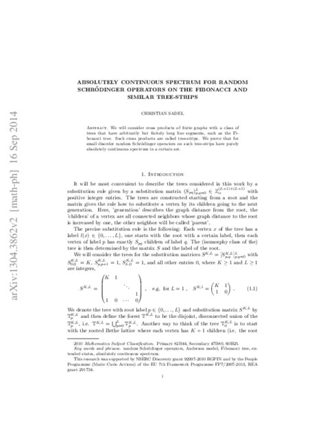 Pdf Absolutely Continuous Spectrum For Random Schroedinger Operators On The Fibonacci And