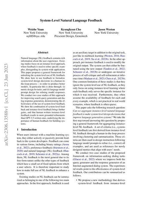 System Level Natural Language Feedback Deepai