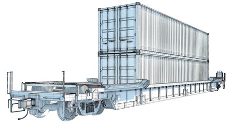 Double Stack Container Railcar 3d Model Cgtrader