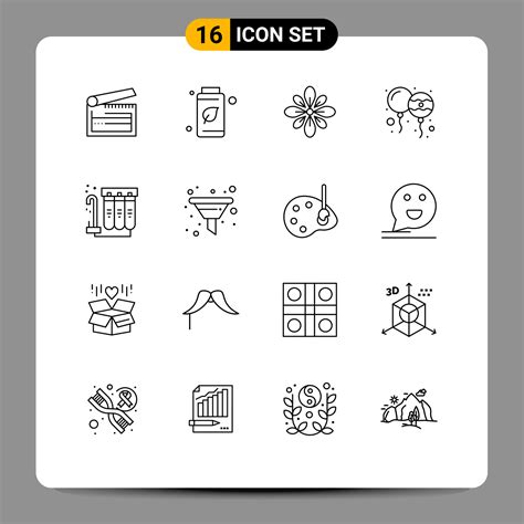 Modern Set Of 16 Outlines And Symbols Such As Holi Balloon Green Holi Diwali Editable Vector