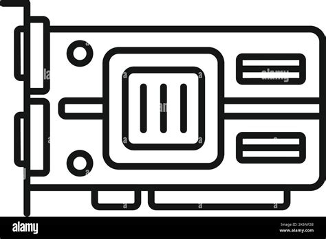 Cpu Video Card Icon Outline Vector Computer Gpu Display Pci Stock