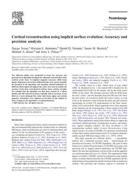 Pdf Cortical Reconstruction Using Implicit Surface Evolution A