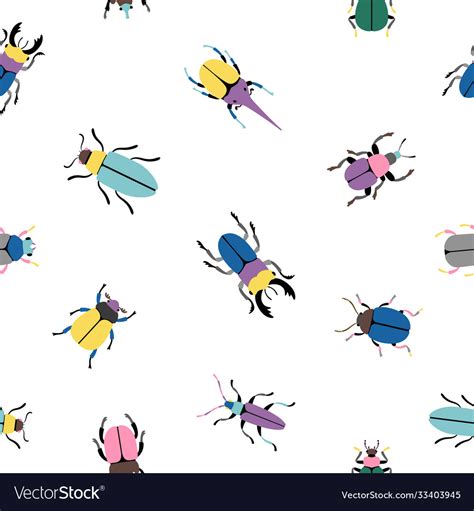 Colorful Bugs Seamless Pattern Royalty Free Vector Image