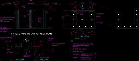 Typical Grating Panel Plan In Autocad Dwg Drawing Civil Engineering Program