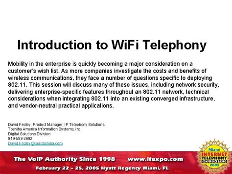introduction to wi fi telephony mobility in the