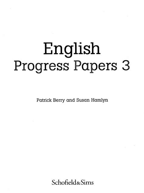 English Progress Papers 3 Pdf
