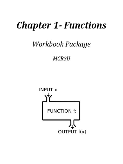 Unit 1 Workbook Student Pdf Function Mathematics Quadratic Equation