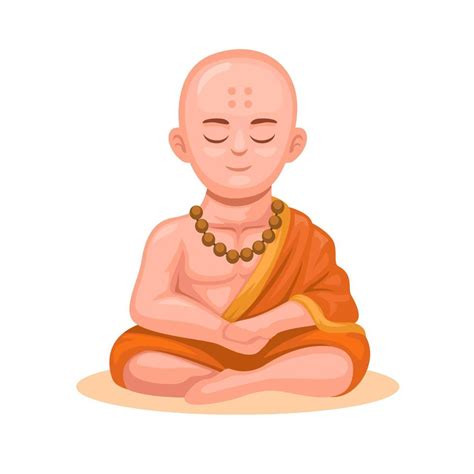 Monk Character Buddhist Religion People Cartoon Illustration 16530381