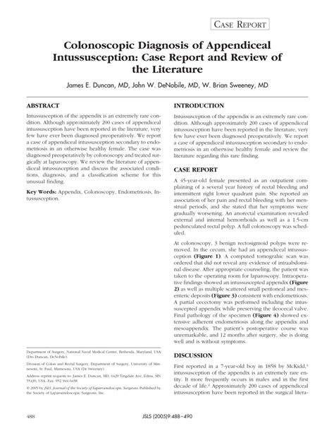 Pdf Colonoscopic Diagnosis Of Appendiceal Intussusception Case Report And Review Of The