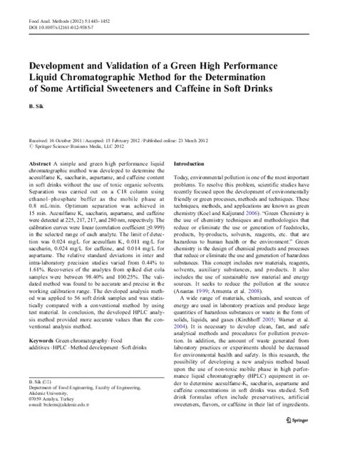 Pdf Development And Validation Of A Green High Performance Liquid Chromatographic Method For