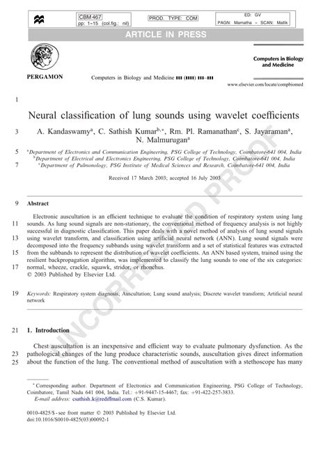 Pdf Neural Classification Of Lung Sounds Using Wavelet Coefficients