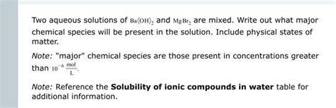 [solved] Two Aqueous Solutions Of Mathrm{ba} Mathrm{o