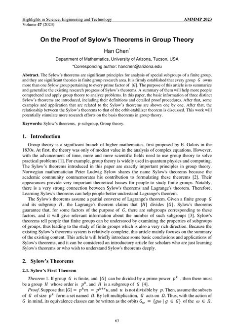 pdf on the proof of sylow s theorems in group theory