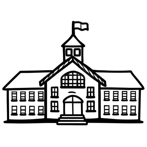 A Large School Building With A Flag On Top Stock Image Illustration