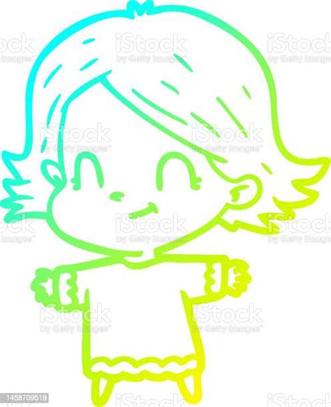 만화 친화적 인 소녀의 차가운 그라데이션 선 그리기 그라데이션에 대한 스톡 벡터 아트 및 기타 이미지 그라데이션 낙서