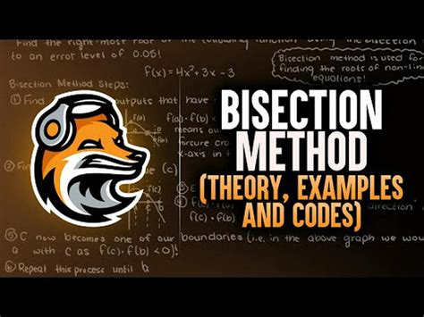 Bisection Method Theory Examples And Codes Numerical Methods