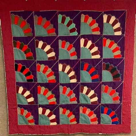 Antique Pa C 1900 Amish Mennonite Fans Quilt Jewel Tones Wools Ebay