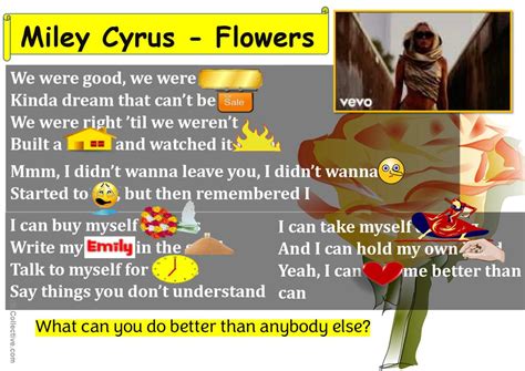 Flowers Miley Cyrus Lyrics Gap F English Esl Worksheets Pdf And Doc