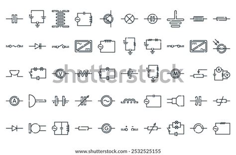 50 Linear Electrical Circuit Icon Pack Stock Vector Royalty Free 2532525155 Shutterstock