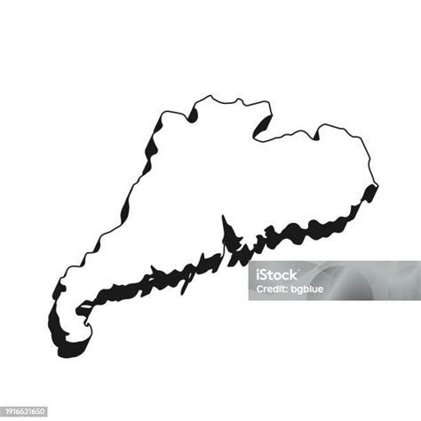 Guangdong Map With Black Outline And Shadow On White Background Stock Illustration Download