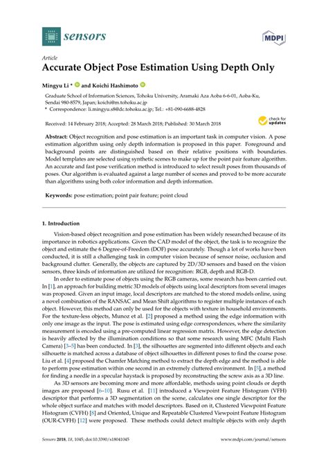 PDF Accurate Object Pose Estimation Using Depth Only