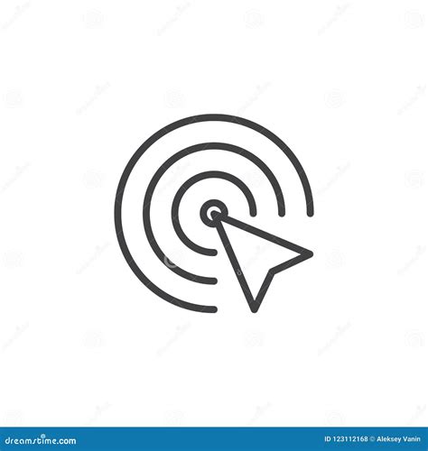 Target With Mouse Cursor Outline Icon Stock Vector Illustration Of Single Press