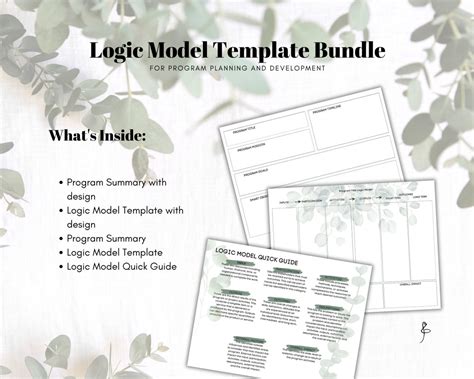 Logic Model Template Fillable And Editable For Program Planning And Development Grant Planning