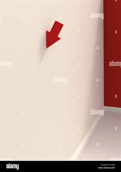 3D Rendering Red Arrow At Wall Stock Photo Alamy